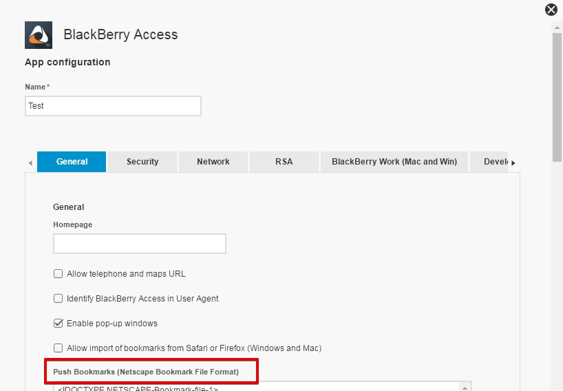 Publish bookmarks in Blackberry Access – Thomas Cheng