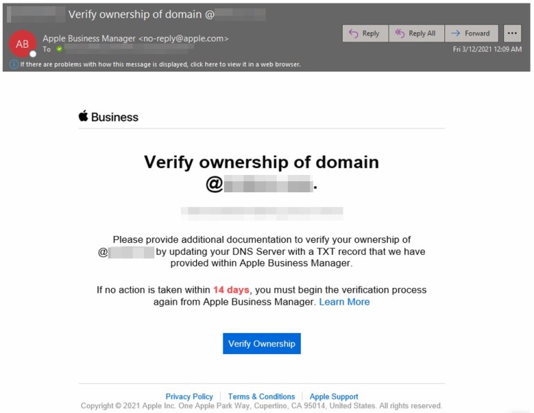 Steps to verify existing domain in Apple Business Manager (ABM ...