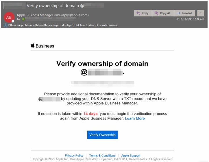 Steps to verify existing domain in Apple Business Manager (ABM ...