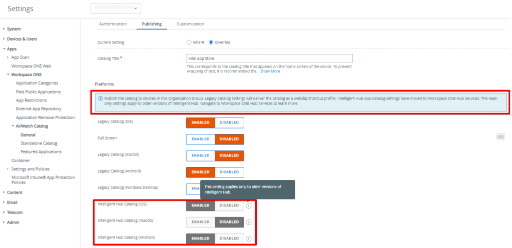 Intelligent Hub App Catalog settings have moved to Workspace ONE Hub ...